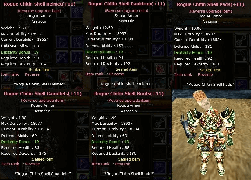 +11 Rogue Shell Set 5x | Knight Server Oreads-78227
