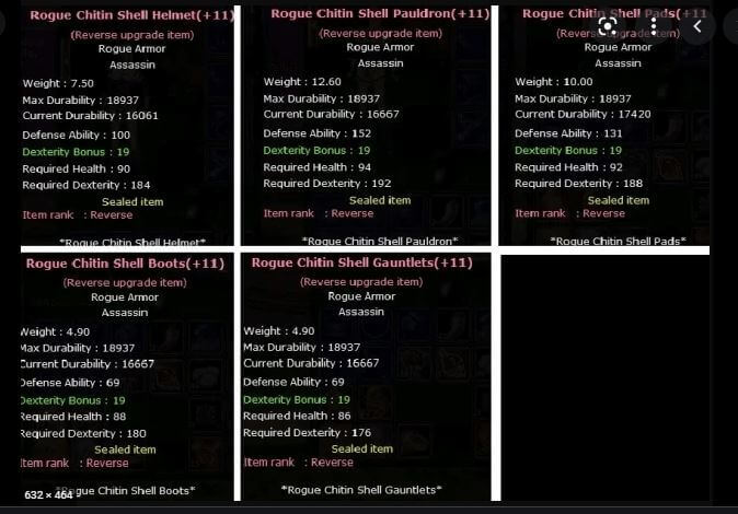 +11 Rogue Shell Set Knight Server Ares-64023