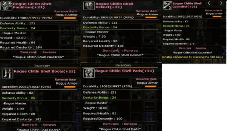+21 Rogue Shell Set 5x | Knight Server Oreads-67115
