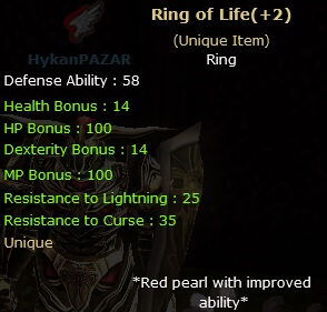 +2 Rol +2 Ring Of Life Tek | Knight Server Destan-117771