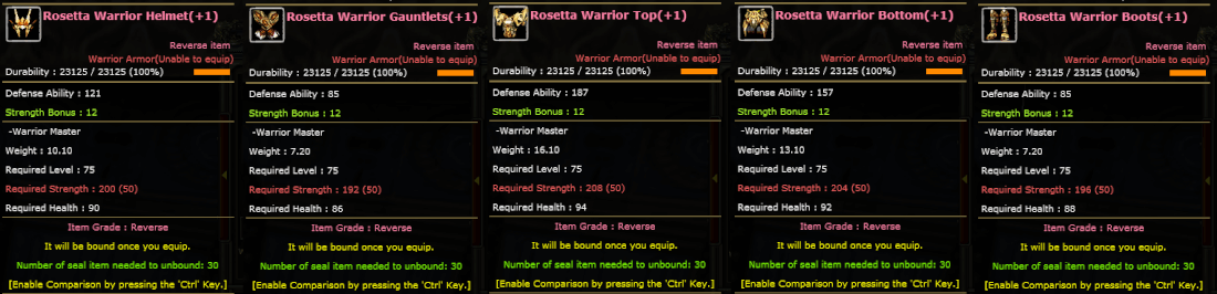 +7 Rosetta Warrior Set | Knight Server Destan-144531