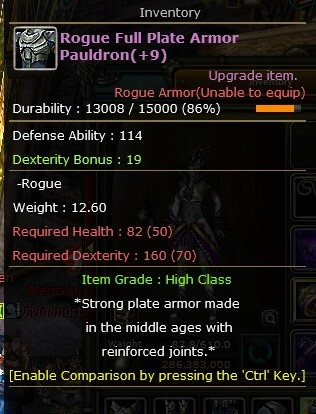 +9 Rogue Full Plate Set Knight Server Dryads-124678