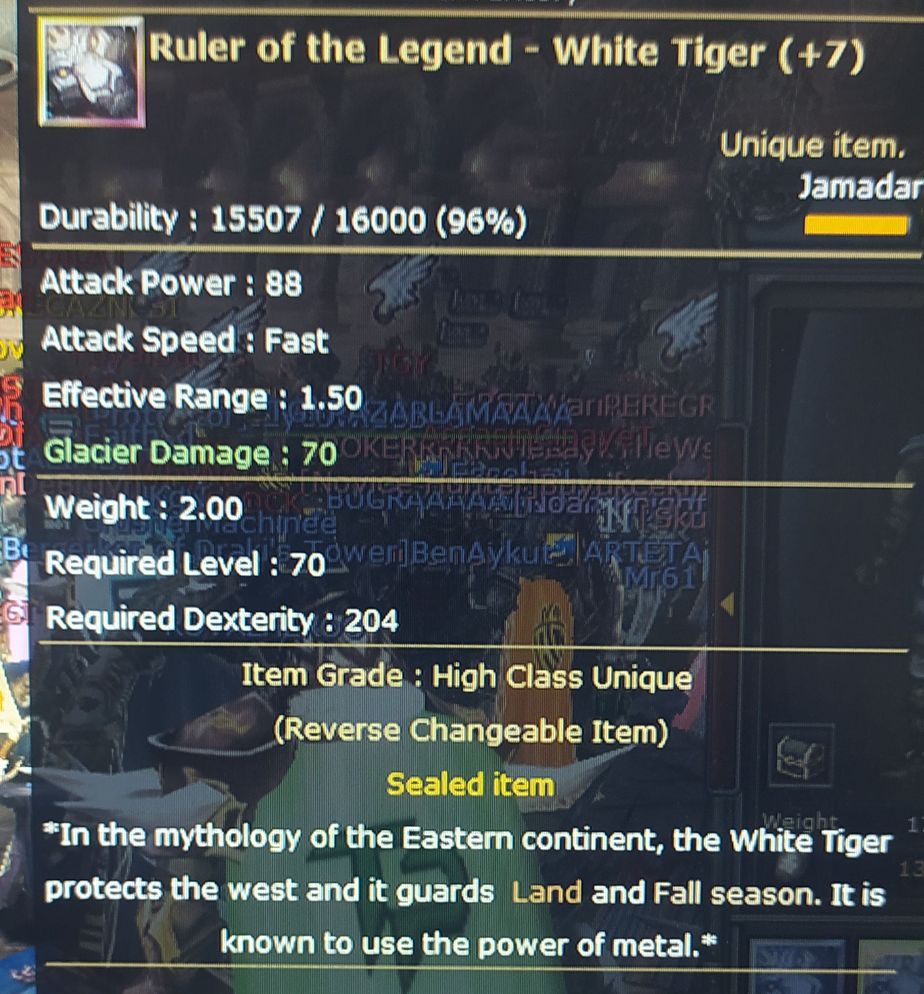 Ruler Of The Legend - White Tiger +7 | Knight Server Dryads-80526