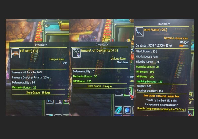 Dark Vane +10 Elf Belt +3 Amuletofdex +3 | Knight Server Oreads-125605