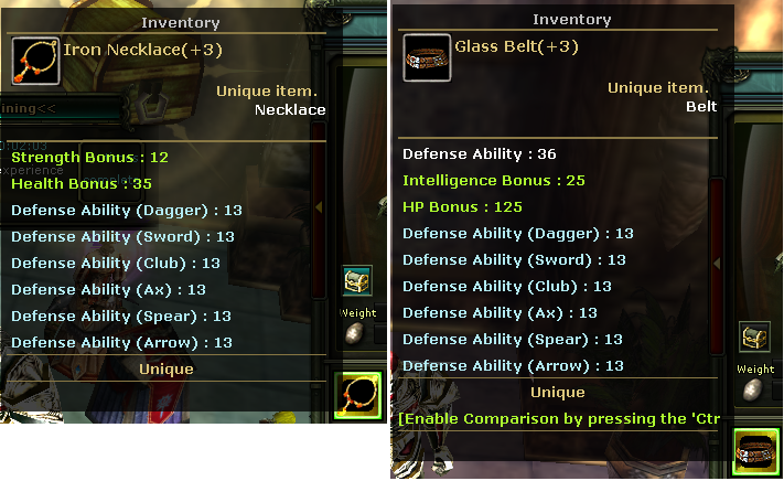 +3 İron Necklace, +3 Glass Belt Knight Server Oreads-763