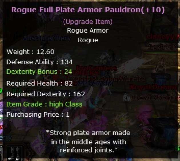 Rogue Full Plate Armor Pauldron +10 | Knight Server Oreads-866
