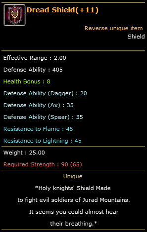 dread shield Knight Server Ares-5173