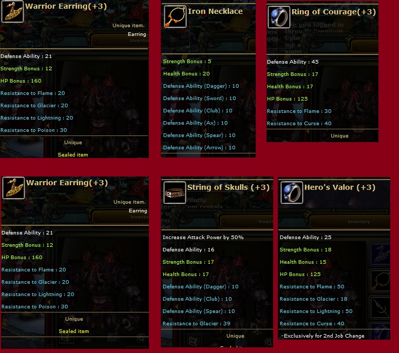 +3 Heros +3 ROC +3 SOS +3 WE(DUAL) +0 NECK Knight Server Diez-14118