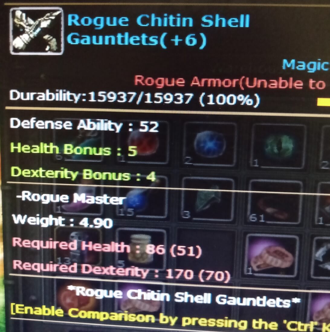 Rogue chitin Shell gauntlets Knight Server Rosetta-17467