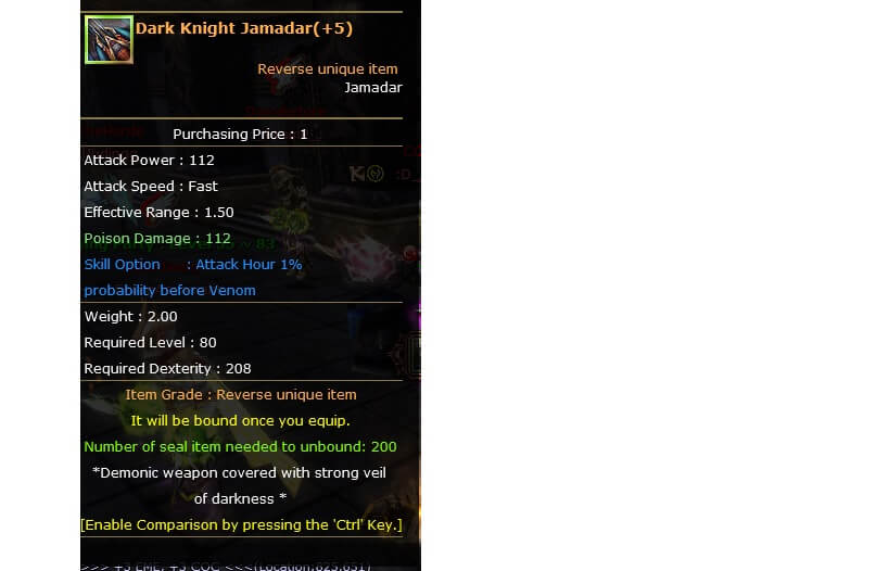 dark knight jamadar reverse +5 | Knight Server Oreads-21287