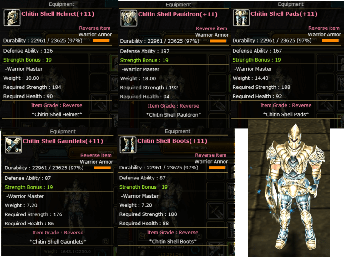 +11 Warrior Chitin Shell Set Knight Server Ares-26514