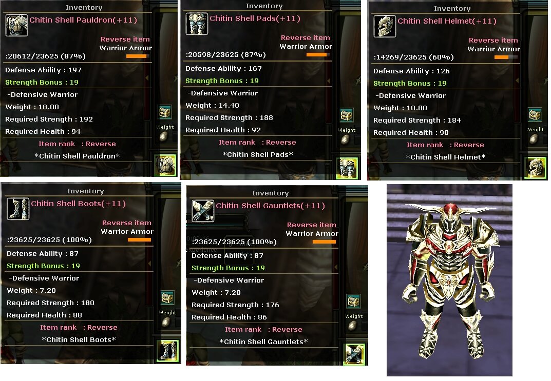 Warrior Chitin Shell Set | Knight Server Oreads-92980