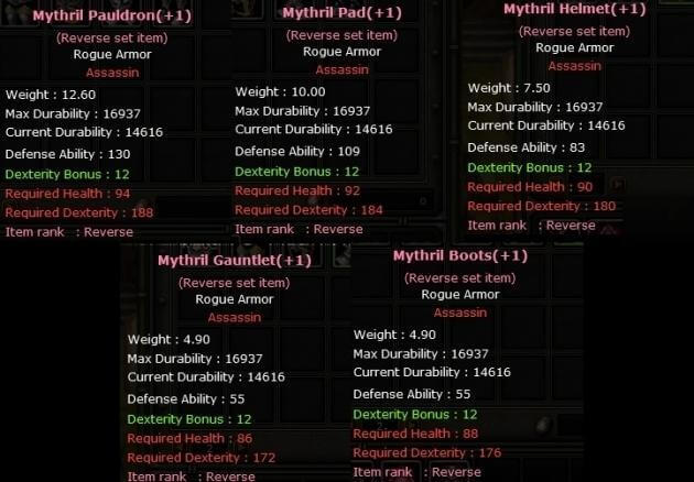 mythril set +7 / +8 EE / +2 dual coc / +2 elf belt/ +2 amulet of ...