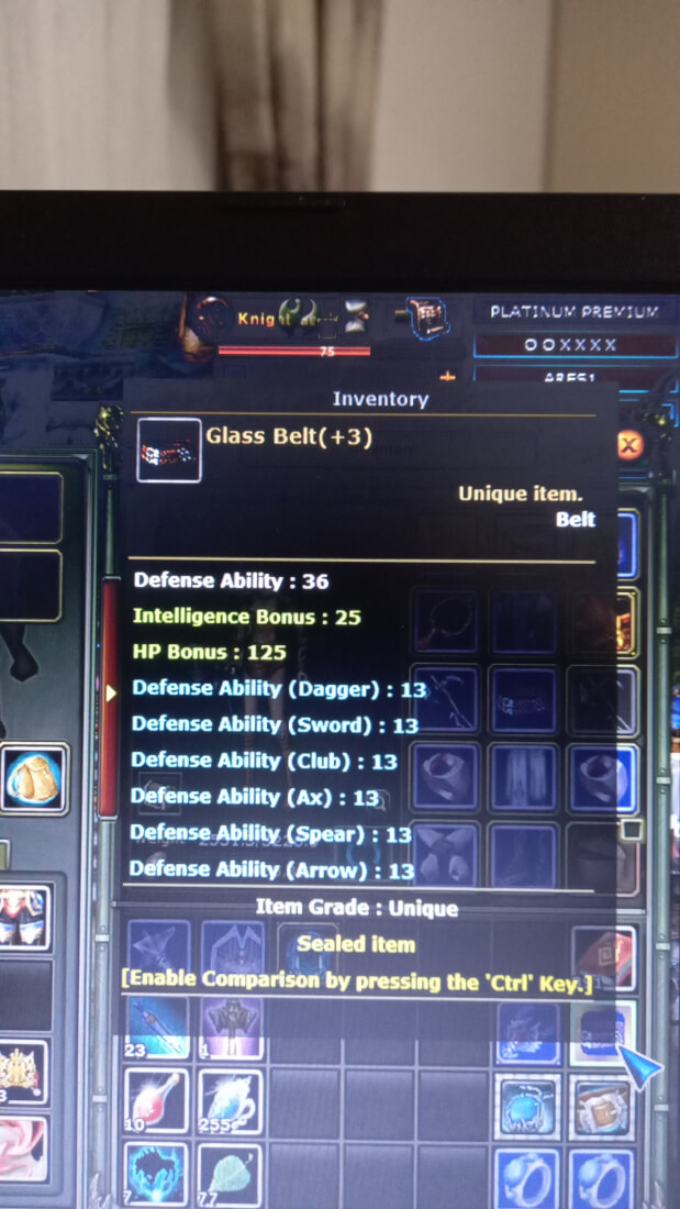 glass belt +3 Knight Server Ares-34485