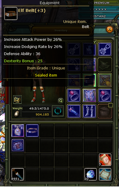 Elf Belt +3 Knight Server Destan-37813