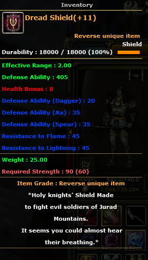 Dread Shield +9 | Knight Server Dryads-46597