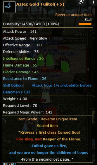 Aztech Gold Fulitol Knight Server Destan-47094