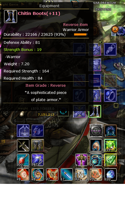 Chitin Boot +11 Warrior | Knight Server Destan-53252