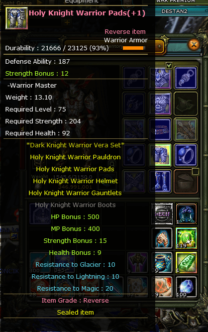 Holy Knight Armor Pads +1 Reb (+7) | Knight Server Destan-53393