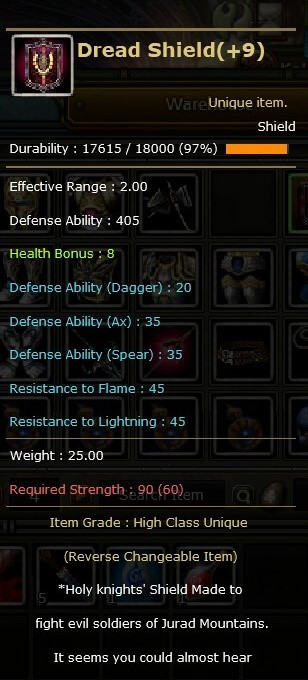 +9 Dread Shield | Knight Server Dryads-54167