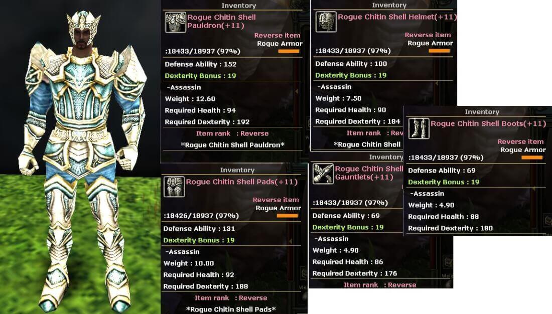 Rogue Chitin Shell Set (+11) Knight Server Ares-54944