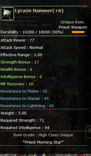 +6 Lycaon Hammer Knight Server Pandora-143844