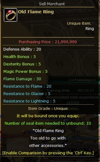 Old Flame Ring Knight Server Agartha-109921