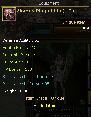 +2 Akara Ring Of Life | Knight Server Destan-90516