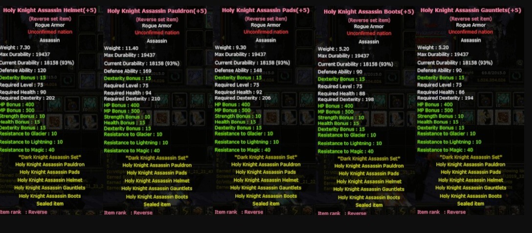 Asas Holy Set +8 ( Reb 5 ) | Knight Server Destan-114055