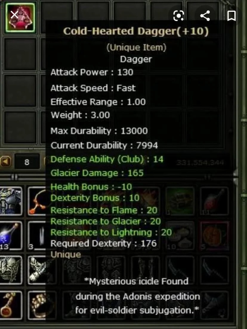 Chd +10 ( Cold-hearted Dagger) | Knight Server Oreads-73358