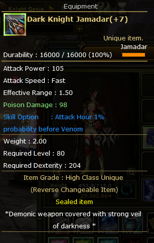 Dark Knight Jamadar +7 (no Rebirth) | Knight Server Oreads-85691