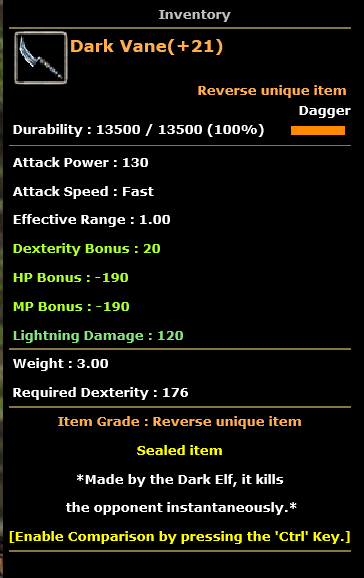 +21 Dark Vane (dv Dw) | Knight Server Oreads-93116