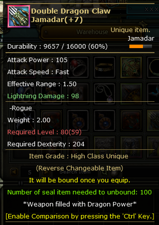 Double Dragon Claw Jamadar +7 | Knight Server Destan-141255