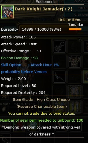 Dark Knight Jamadar +7 | Knight Server Oreads-121119