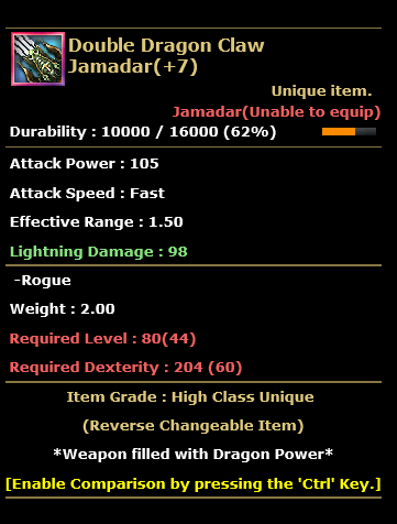 Double Claw Jamadar +7 | Knight Server Destan-108021