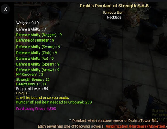 Draki's Pendant Str S.a.b | Knight Server Dryads-113557