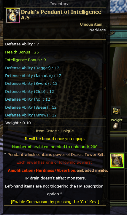 Draki 's Pendant Of Intelligence A.s. | Knight Server Oreads-99559