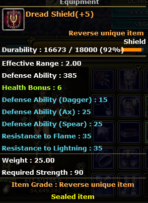 +5 Rev Dread Shield Knight Server Vega-95404
