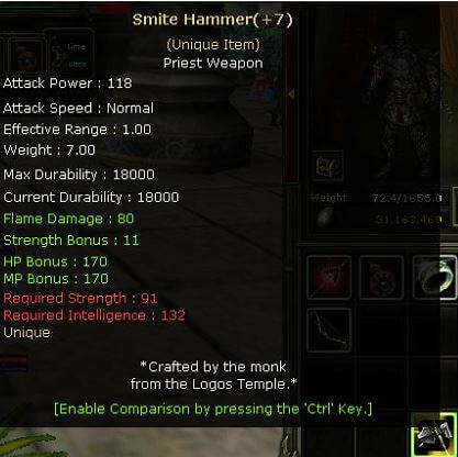 Smite Hammer +7 Knight Server Pandora-112602