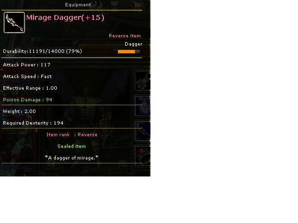 Mirage Dagger +15 Rebirth Knight Server Dryads-105597