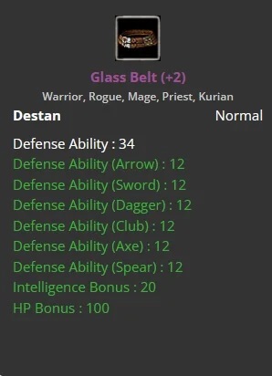 Glass Belt +2 Knight Server Destan-140265