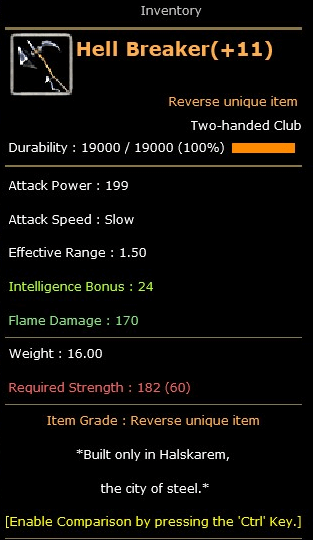 Hell Breaker +11 | Knight Server Oreads-90750