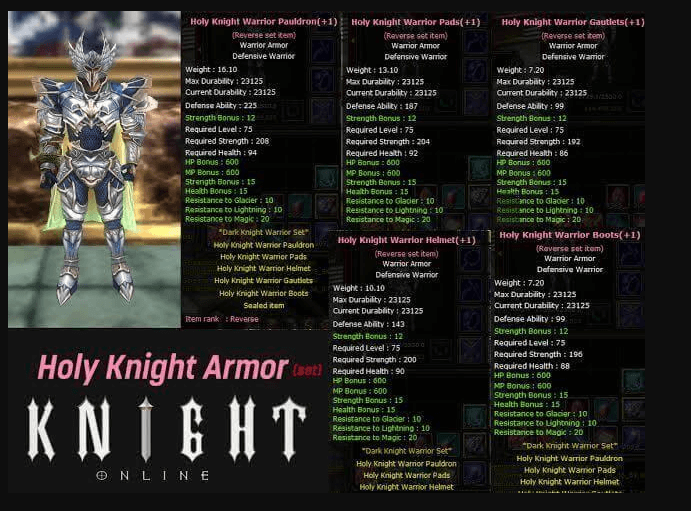 Holy Set Warrior +7 ( Reb +1 ) | Knight Server Destan-97371