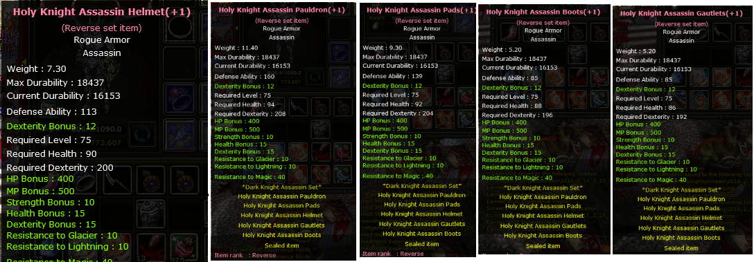 Holy Knight Asas Set +1 Reb Holy Rogue-126099