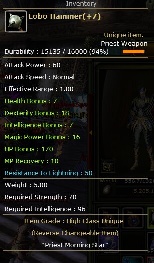 Lobo Hammer +7 Knight Server Zero-141900