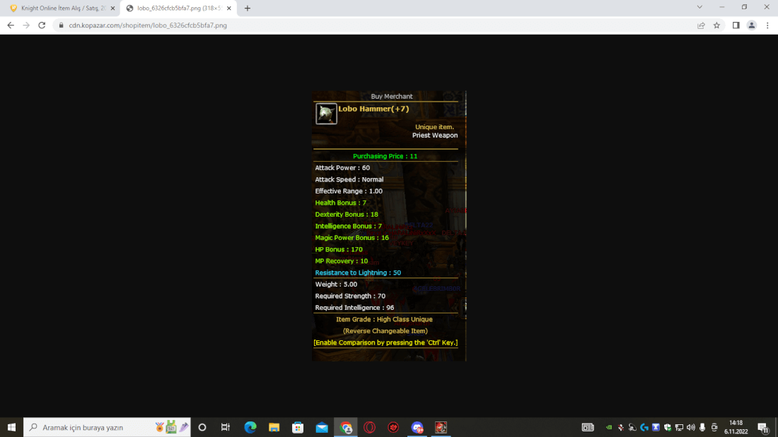 Lobo Hammer +7 Knight Server Altar-106450