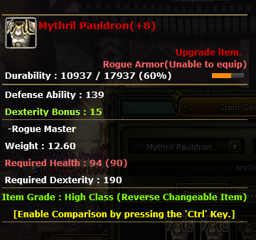 Mythril Set +8 Knight Server Vega-93301