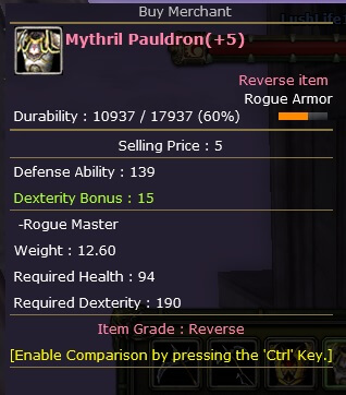 +8 Mythril Set Knight Server Sirius-101043