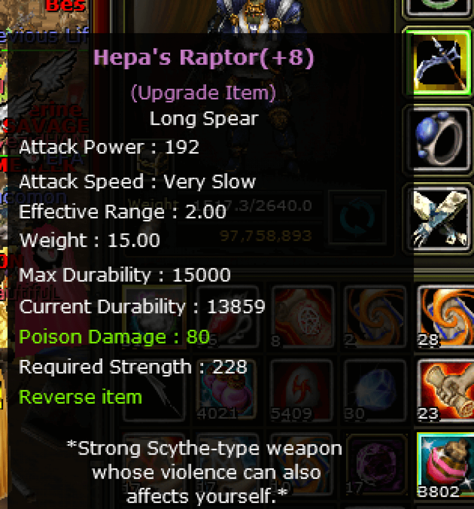 Hepa Raptor +8 | Knight Server -99571