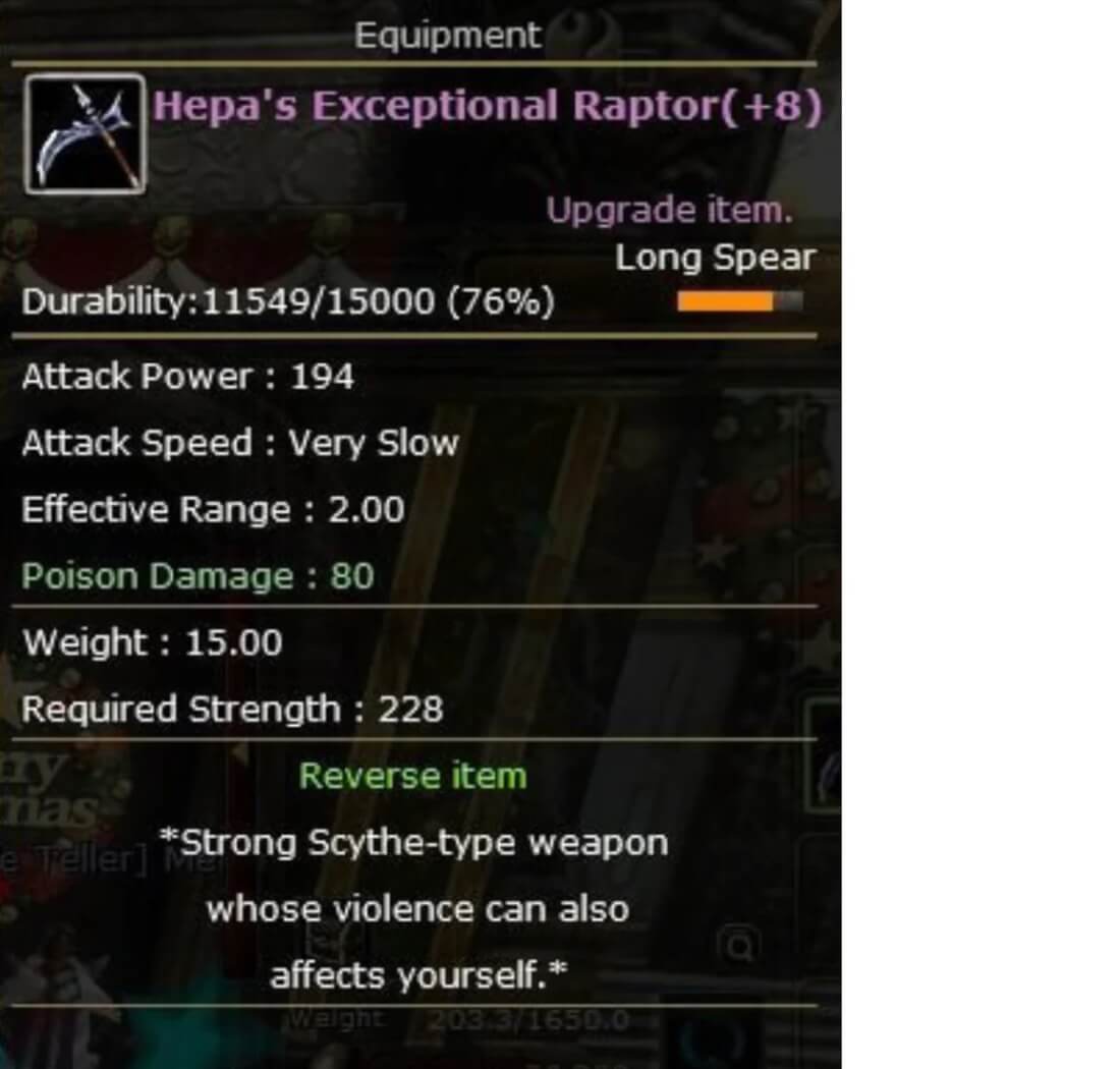+8 Hepa Ex Raptor | Knight Server Felis-114036